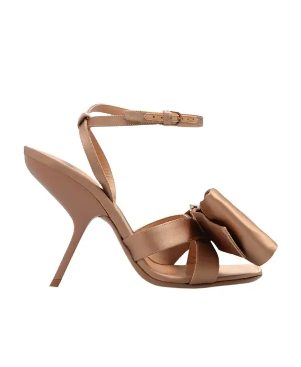 FERRAGAMO High-heeled Sandals With Decorative Bow - Brown