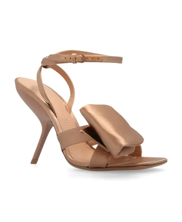FERRAGAMO High-heeled Sandals With Decorative Bow - Brown