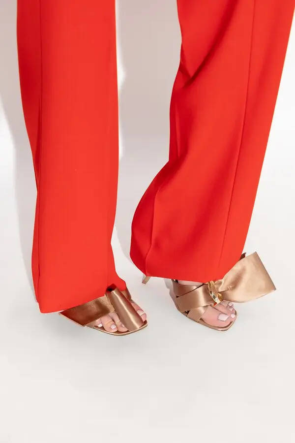 FERRAGAMO High-heeled Sandals With Decorative Bow - Brown