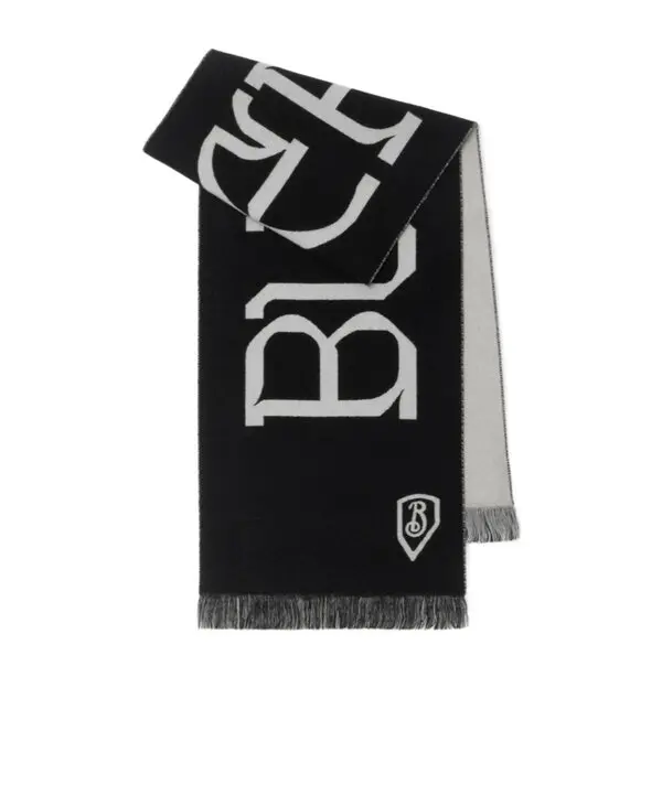 Burberry Logo Jacquard Frayed-edge Scarf - Black