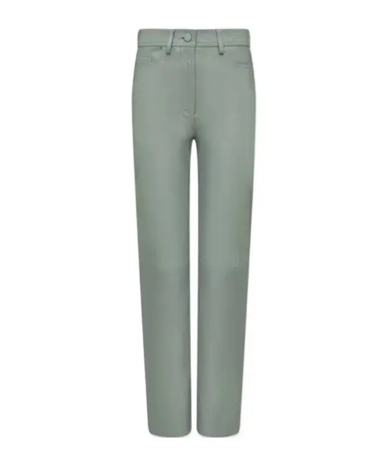 JOSEPH Leather Stretch Teddy Trousers - Gray