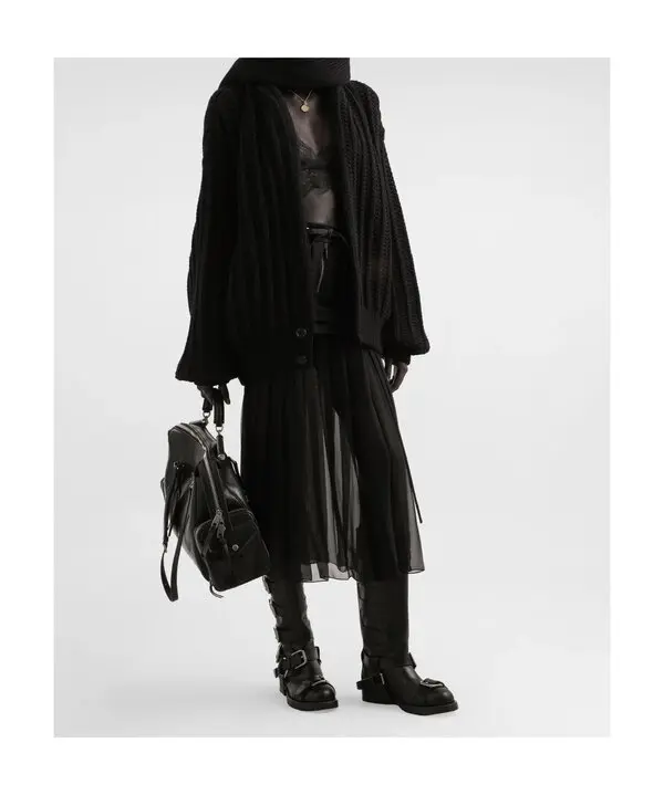 Dolce & Gabbana Midi Skirt With Zipper Detail And Pleated Chiffon