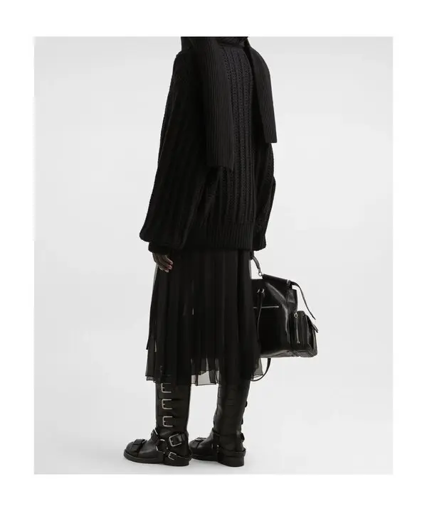 Dolce & Gabbana Midi Skirt With Zipper Detail And Pleated Chiffon