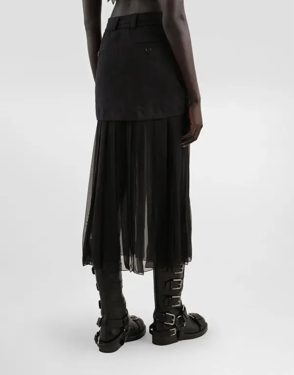 Dolce & Gabbana Midi Skirt With Zipper Detail And Pleated Chiffon