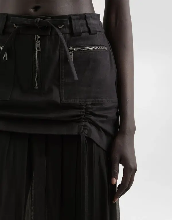 Dolce & Gabbana Midi Skirt With Zipper Detail And Pleated Chiffon