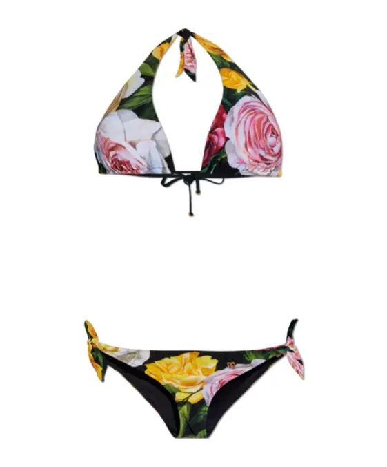 Dolce & Gabbana Floral Print Triangle Bikini - Multicolor