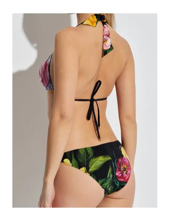 Dolce & Gabbana Floral Print Triangle Bikini - Multicolor