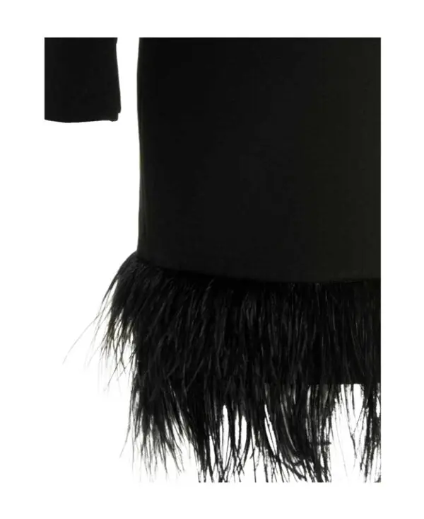TWINSET Feather Trim V-neck Mini Dress