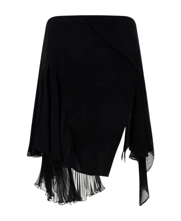 Versace Asymmetrical Hem Mini Skirt With Chiffon Detailing - Black