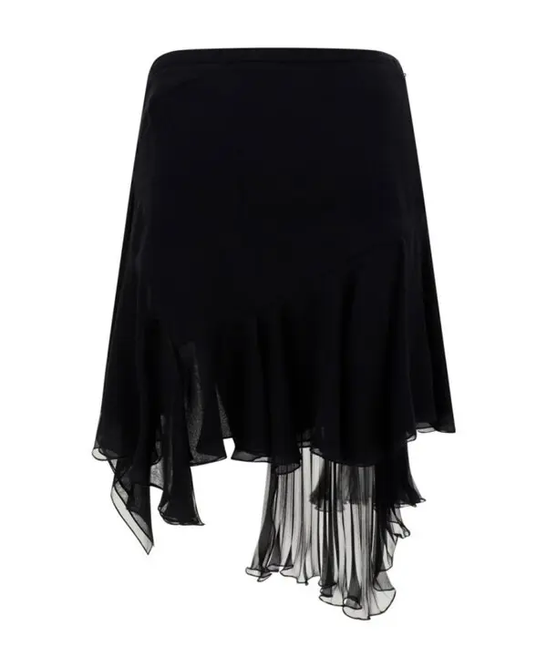 Versace Asymmetrical Hem Mini Skirt With Chiffon Detailing - Black