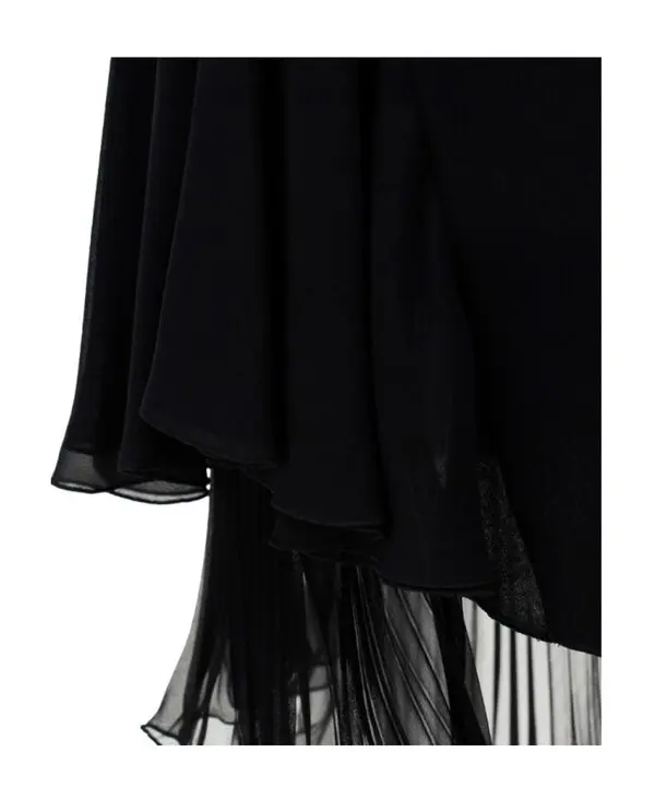 Versace Asymmetrical Hem Mini Skirt With Chiffon Detailing - Black