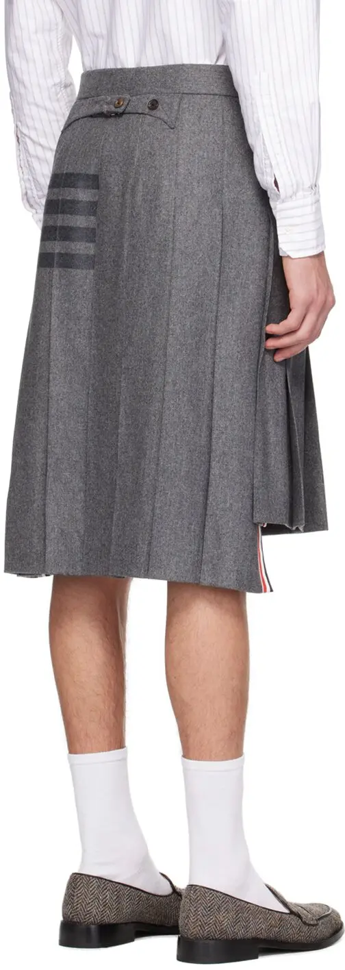 Thom Browne Pleated 4-bar Stripe Knee-length Skirt - Medium Gray