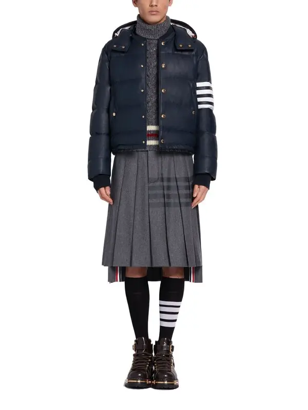 Thom Browne Pleated 4-bar Stripe Knee-length Skirt - Medium Gray