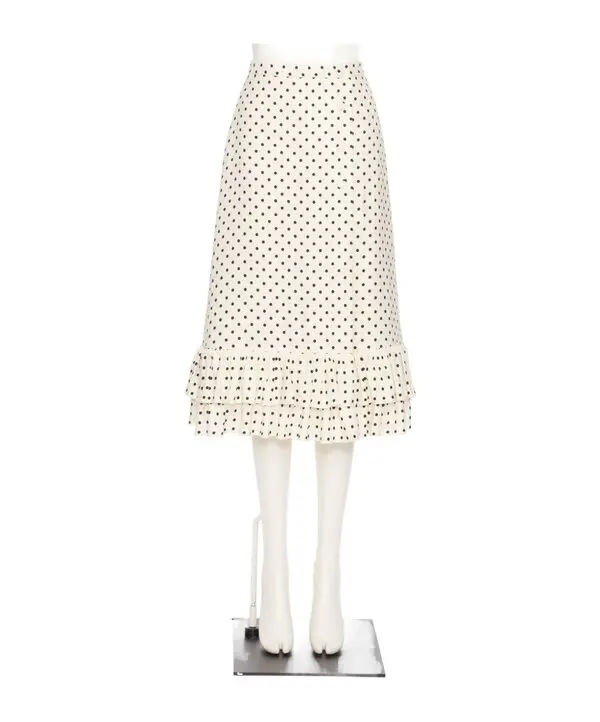 Valentino Garavani Polka Dot Printed Ruffled Skirt - White