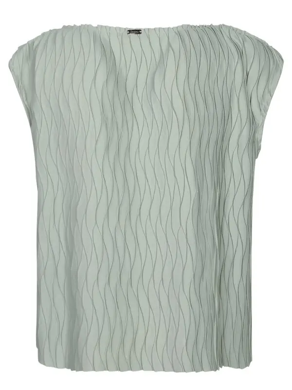 Herno Sleeveless Boat Neck Top With Embossed Wrinkled Effect - Gray