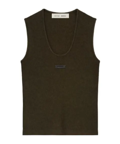 Fear Of God Logo Patch Ribbed Tank - Brown