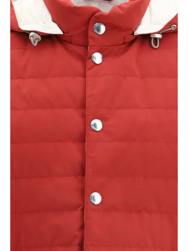 Brunello Cucinelli Quilted Hooded Gilet - Red