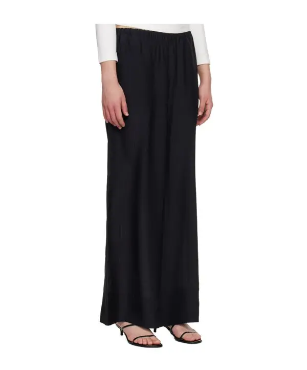 ST. AGNI Wide Leg Elastic Waist Pants - Black