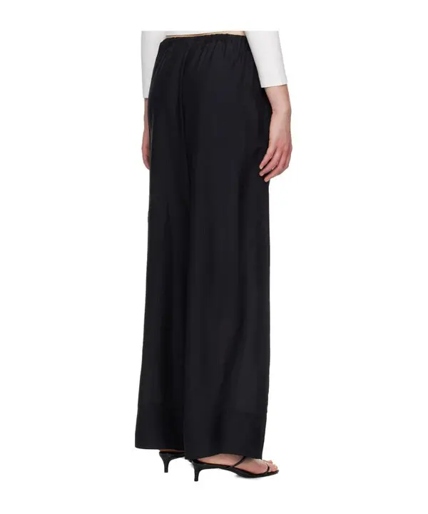 ST. AGNI Wide Leg Elastic Waist Pants - Black