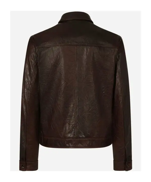 Dolce & Gabbana Crinkled Effect Leather Zip Jacket