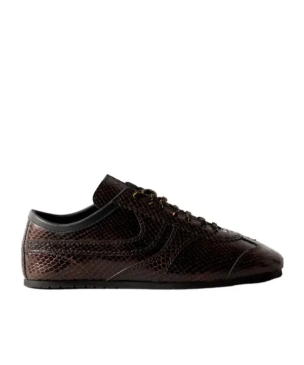Dries Van Noten Snakeskin Leather Lace-up Sneakers - Dark Brown