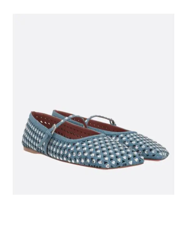 Amina Muaddi Square-toe Ballet Flats With Crystal Embellishments