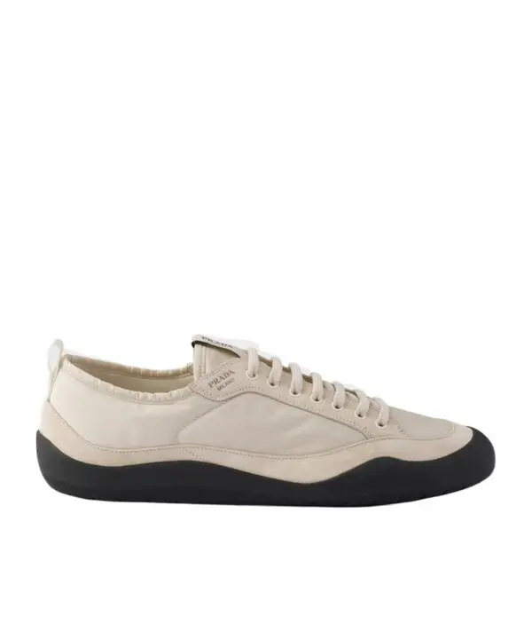 Prada Speedrock Re-nylon And Suede Sneakers - Ivory