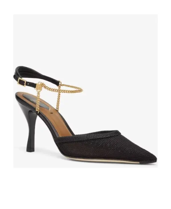 Fendi Mesh Slingbacks With Chain Detail