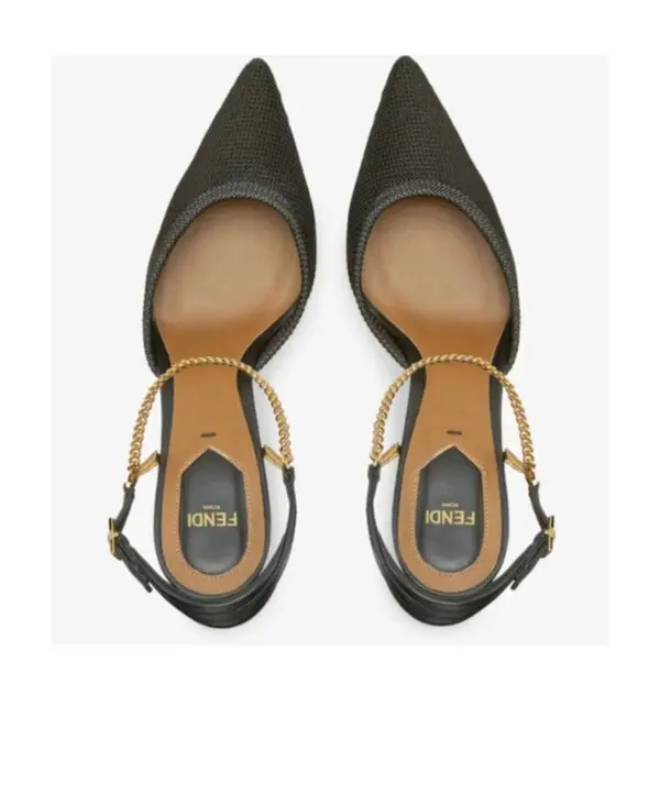 Fendi Mesh Slingbacks With Chain Detail