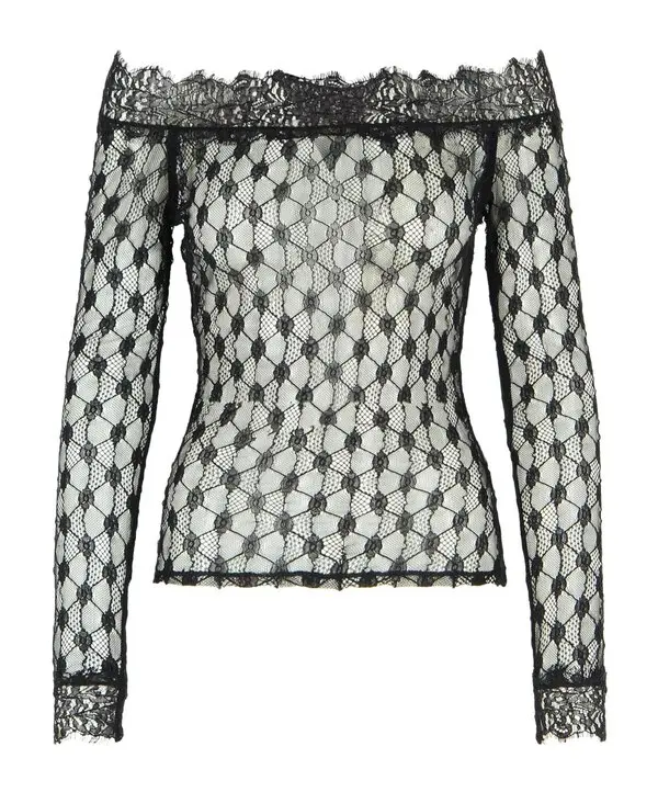 Isabel Marant Étoile Lace Boat Neck Long Sleeve Top - Black