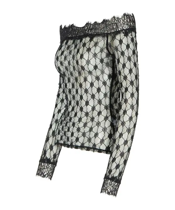 Isabel Marant Étoile Lace Boat Neck Long Sleeve Top