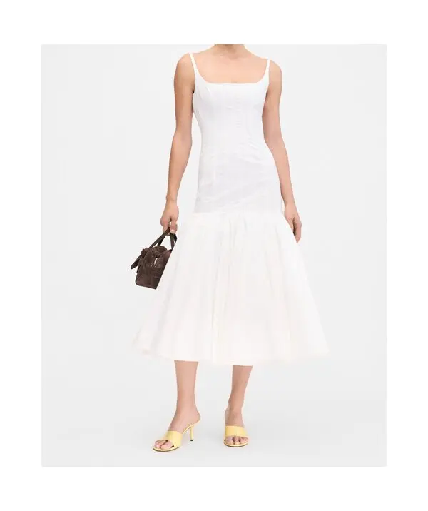 Jacquemus La Robe Agave Sleeveless Midi Dress - White