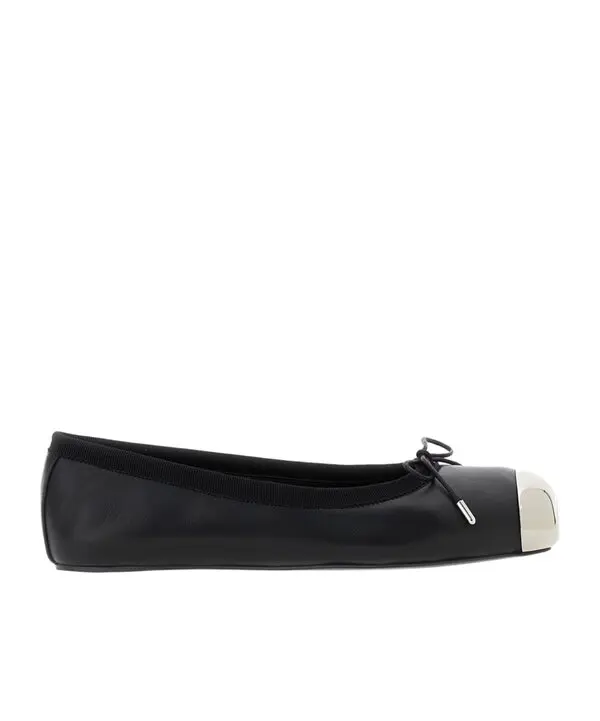 Alexander McQueen Punk Bow Ballet Flats With Metallic Toe
