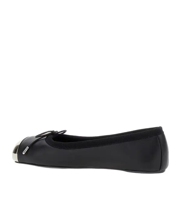 Alexander McQueen Punk Bow Ballet Flats With Metallic Toe