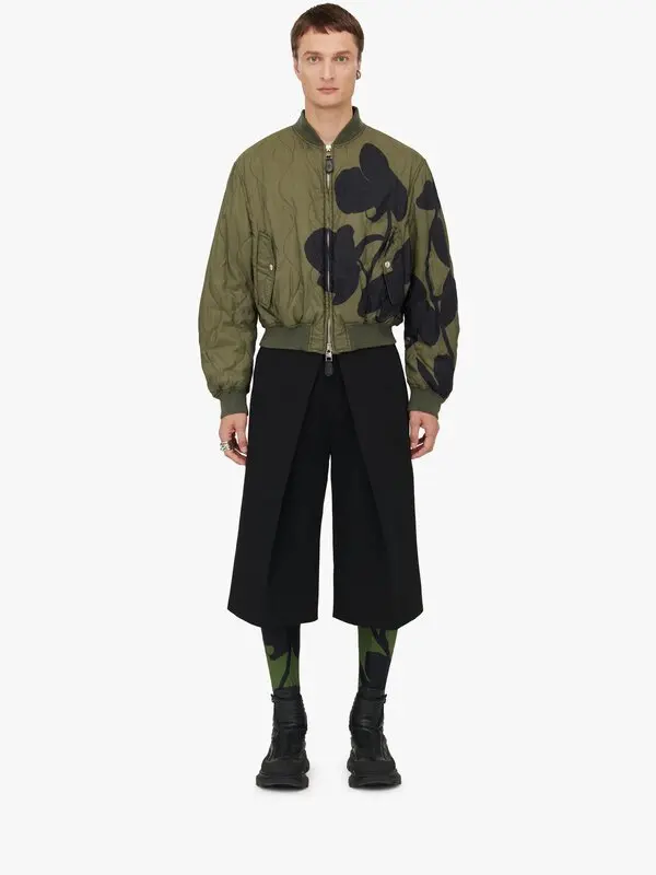 Alexander McQueen Orchid Quilted Bomber Jacket - Brown