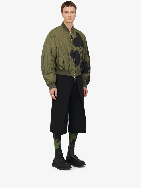 Alexander McQueen Orchid Quilted Bomber Jacket - Brown