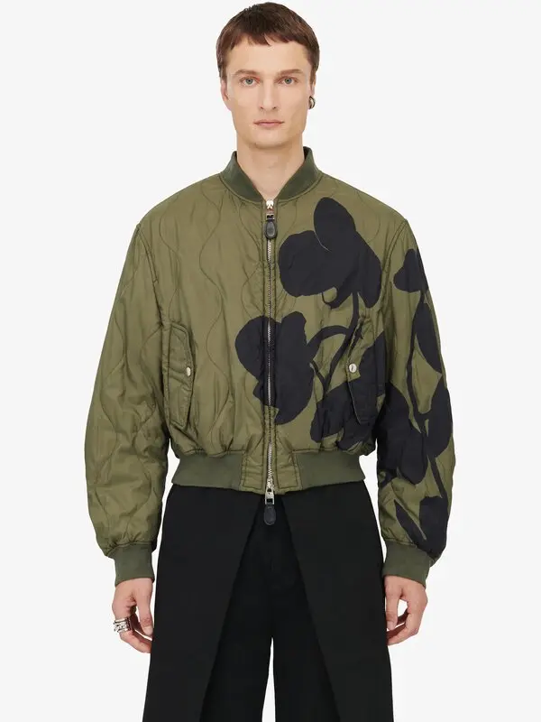 Alexander McQueen Orchid Quilted Bomber Jacket - Brown