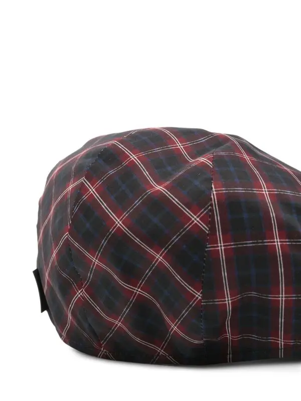 Borsalino Checked Cotton Flat Cap - Black