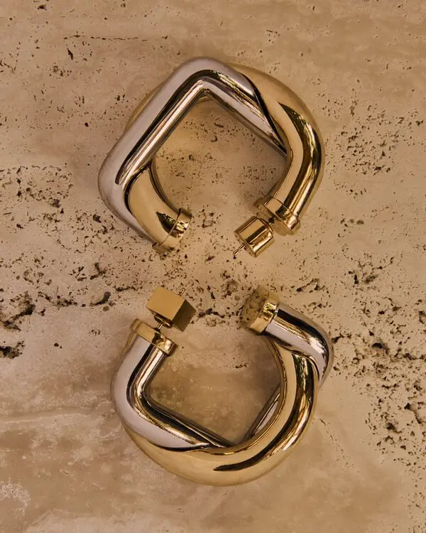 Jacquemus Doppio Brass Hoops - Gold/silver