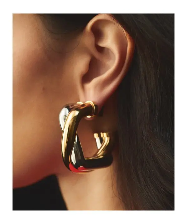 Jacquemus Doppio Brass Hoops - Gold/silver