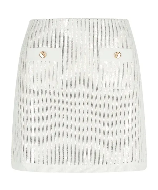 SELF-PORTRAIT Sequin Crochet Mini Skirt - White