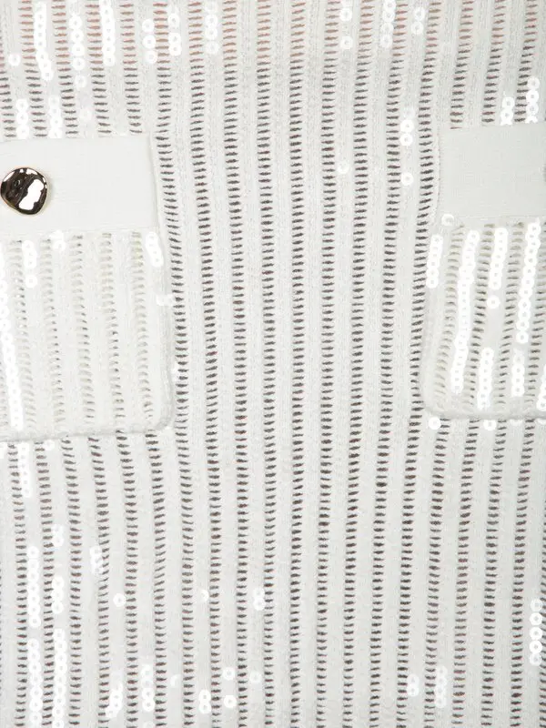 SELF-PORTRAIT Sequin Crochet Mini Skirt - White