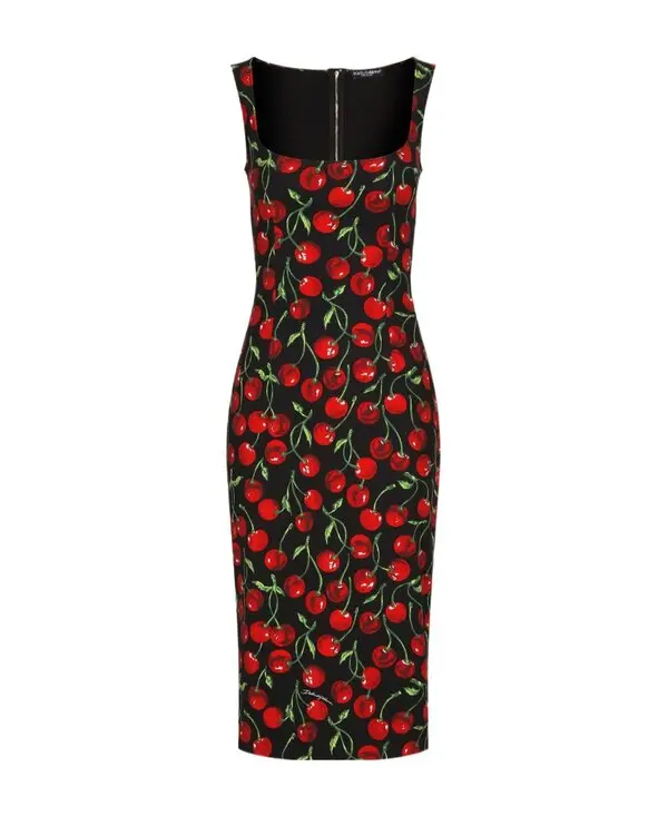 Dolce & Gabbana Sleeveless Cherry-print Knee-length Dress