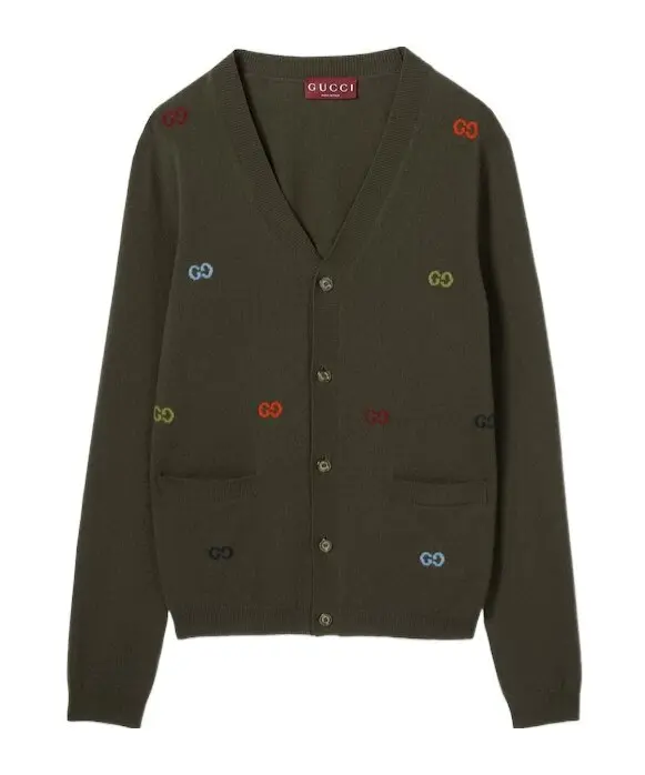 Gucci Multicolored Gg Intarsia V-neck Cardigan