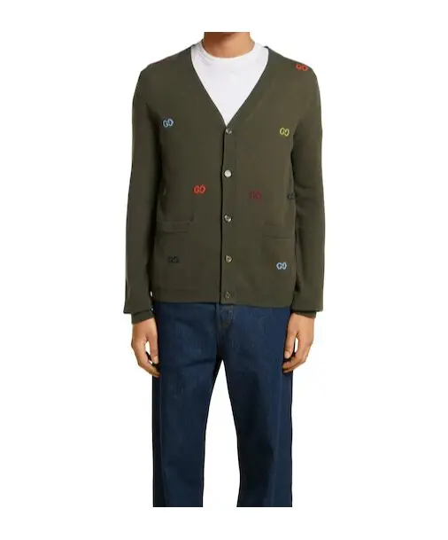 Gucci Multicolored Gg Intarsia V-neck Cardigan