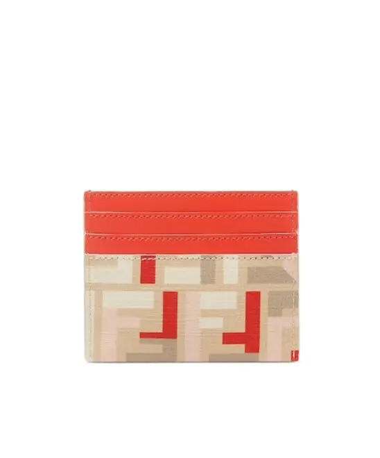 Fendi Roma Ff Motif Card Case - Nude