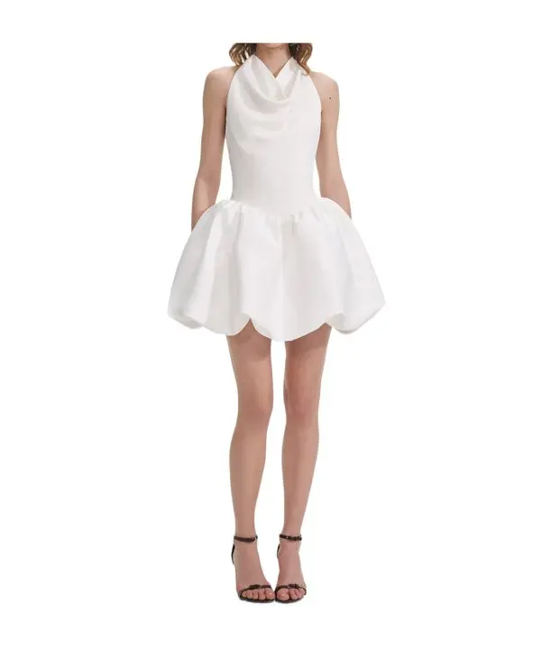 SELF-PORTRAIT Halterneck Gathered Mini Dress