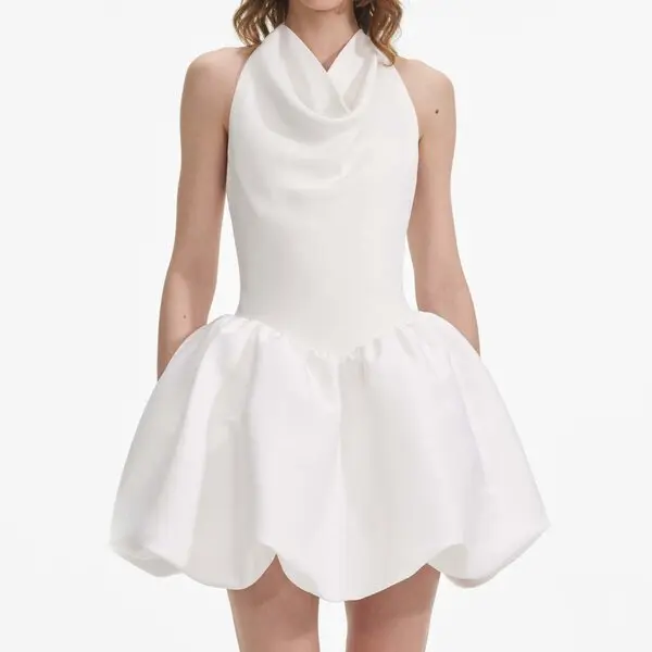 SELF-PORTRAIT Halterneck Gathered Mini Dress