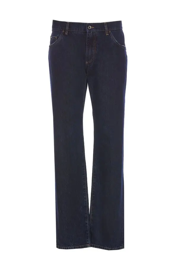 Dolce & Gabbana Dolce Gabbana Logo Patch Straight-leg Jeans - Black
