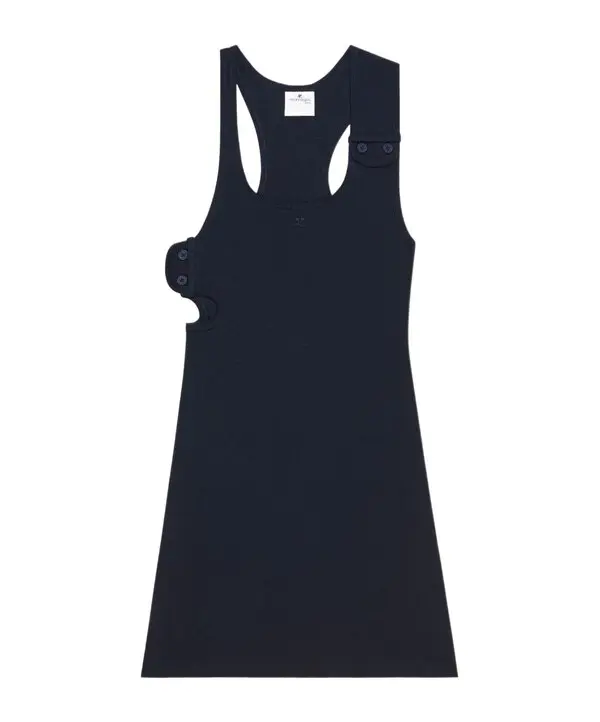 COURREGES Courrèges 90's Cut-out Detailed Ribbed Mini Dress - Navy